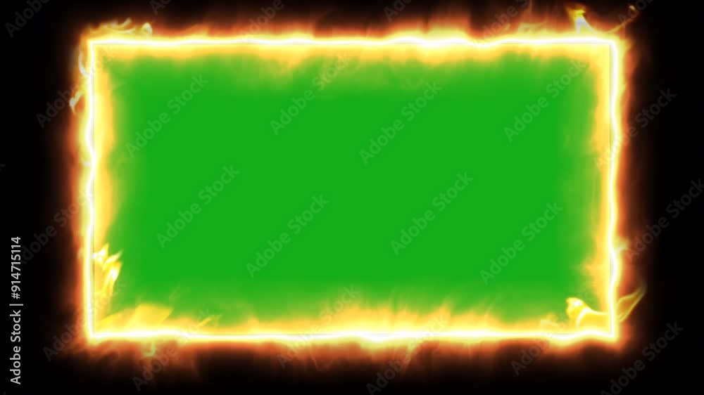 Fire Flame Frame Green Screen Chroma Key Overlay Effect 4K Video Light ...