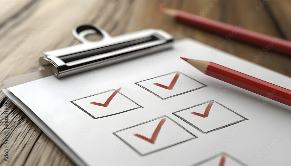 Checklist 3D illustration featuring a paper questionnaire, check icon ...
