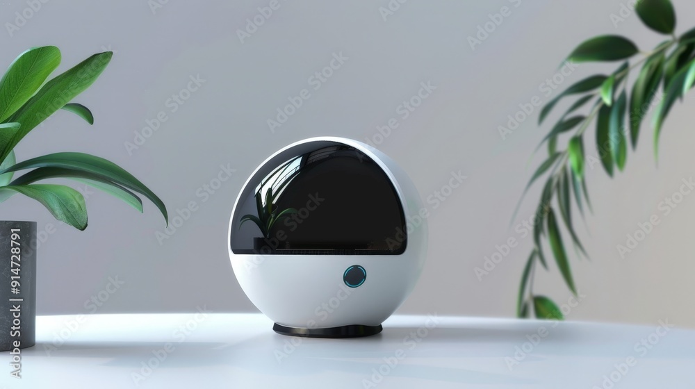 A high-resolution image of a compact AI assistant with voice ...