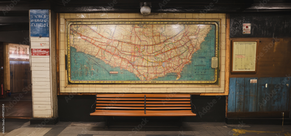 Historical Subway Map Displayed in an Underground Transit Station With ...