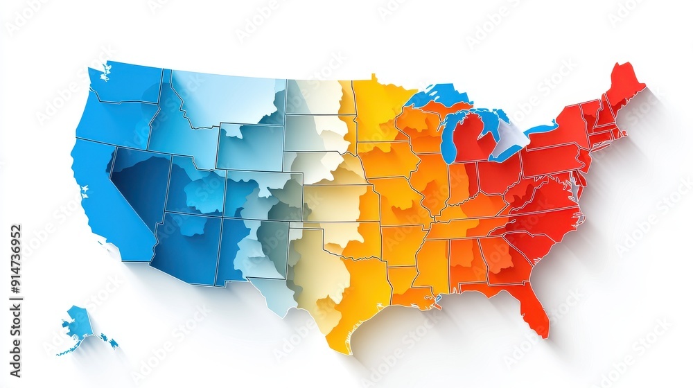 08081944 30 Minimalist USA map vector, high resolution, states divided ...