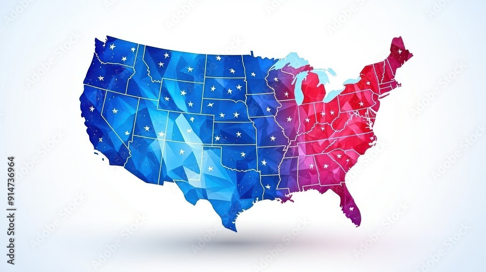 08081944 30 Minimalist USA map vector, high resolution, states divided ...