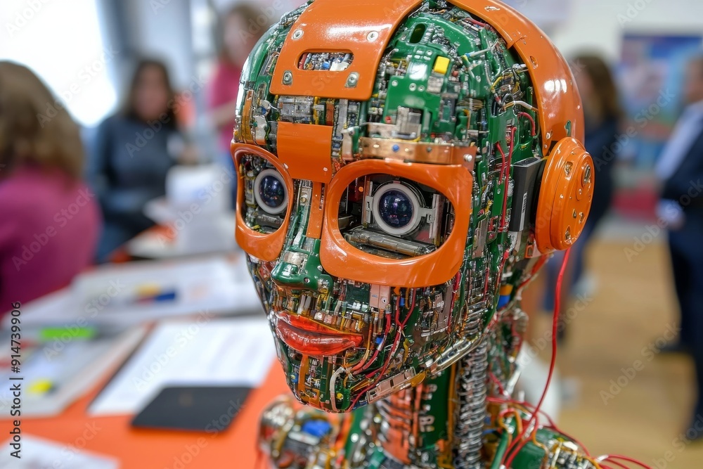 Vintage humanoid robot with exposed circuitry symbolizing the early ...