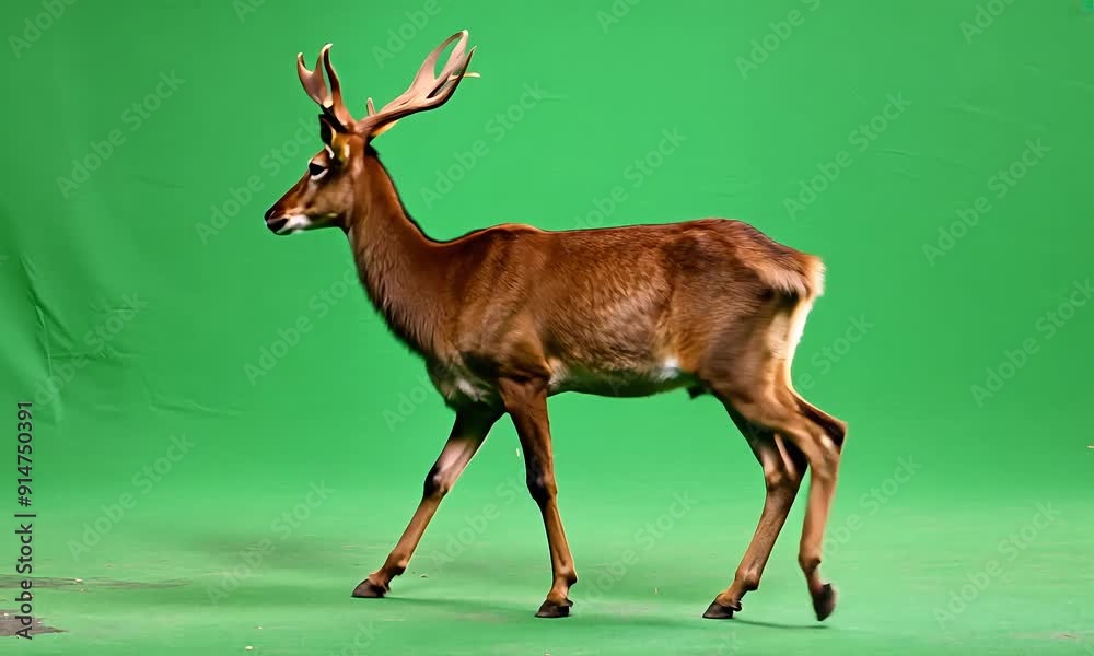 Majestic Deer with Antlers on green screen background with ai generated ...