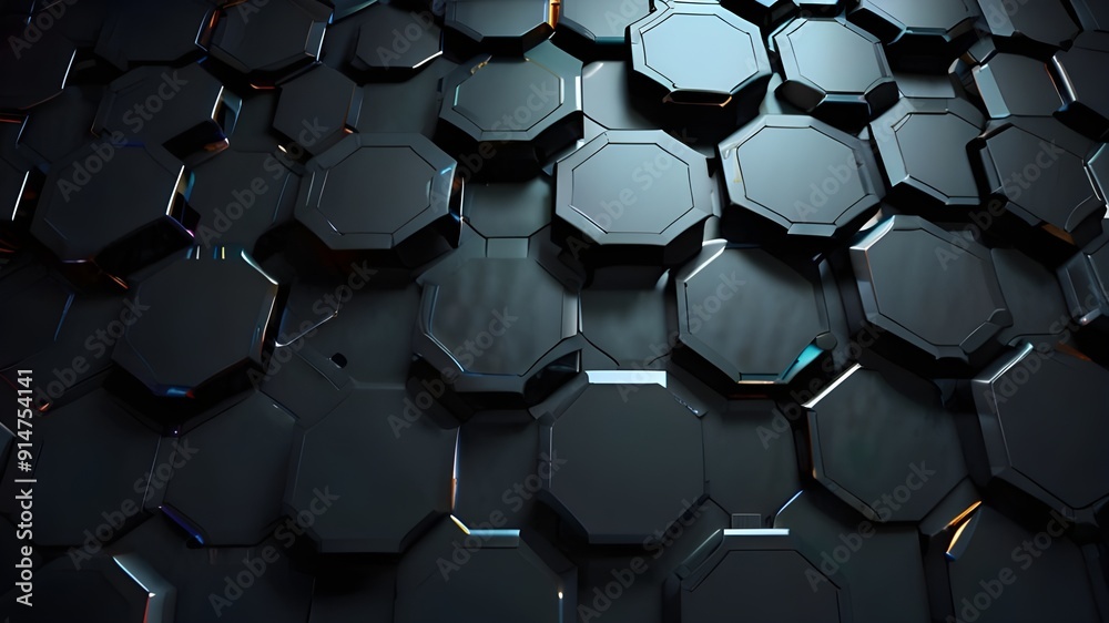Futuristic, High Tech, dark background, with a hexagonal cellular ...