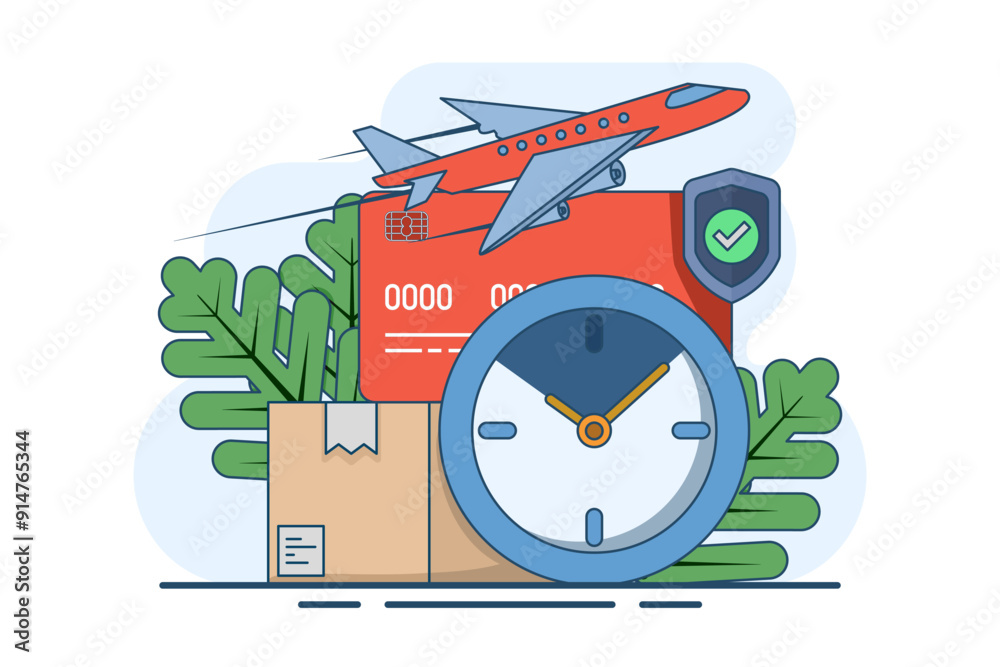 Express delivery service concept. Flying parcel delivery. online delivery via mobile application ...