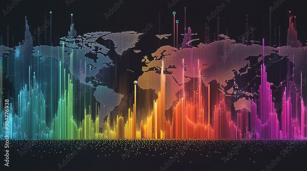 A Dynamic Visual Representation Showcasing The Growth In Technology Adoption Across Different