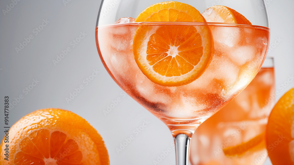 realistic Aperol Spritz cocktail in a clear glass, featuring a vibrant ...