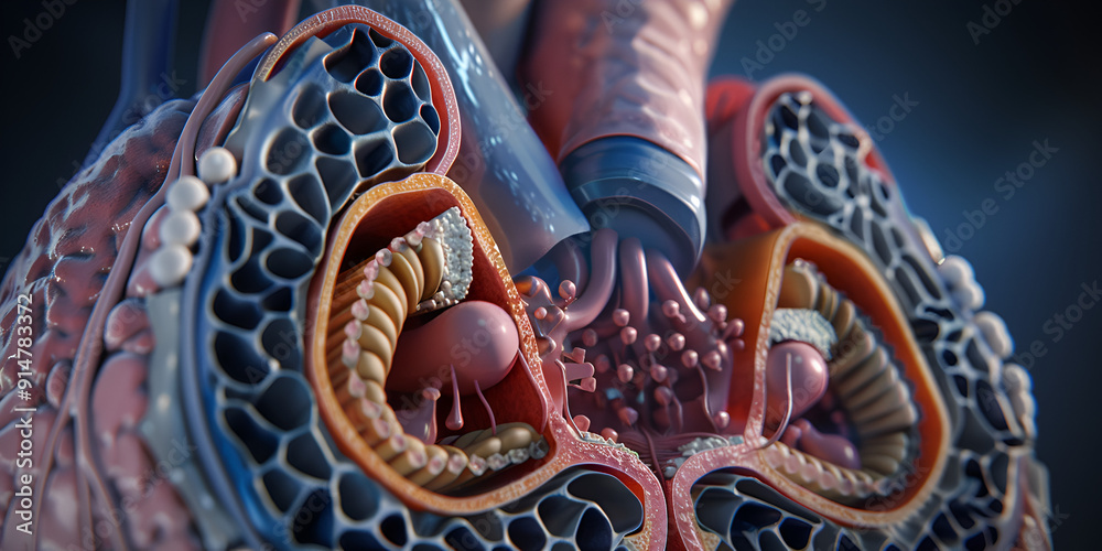 Artistic Cross-Sectional Visualization of Human Lung Anatomy Showing ...