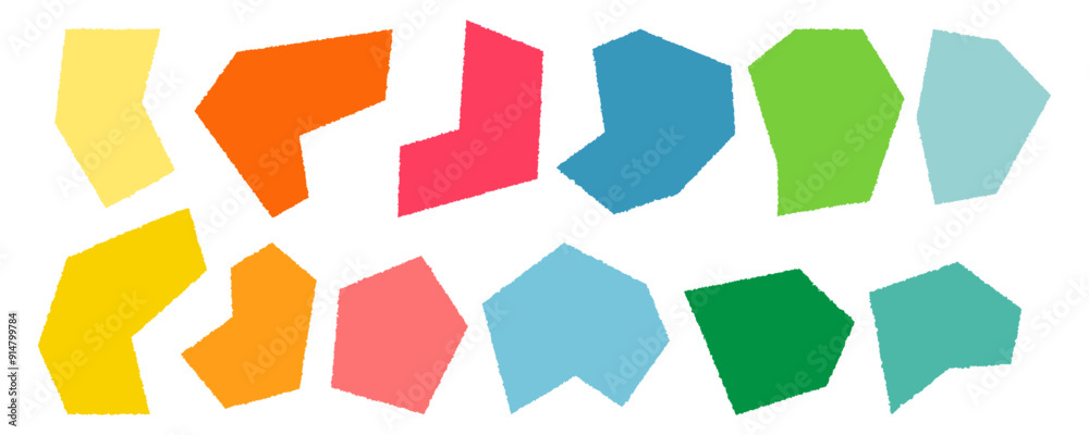 Colorful silhouette irregular angular shapes isolated on white ...