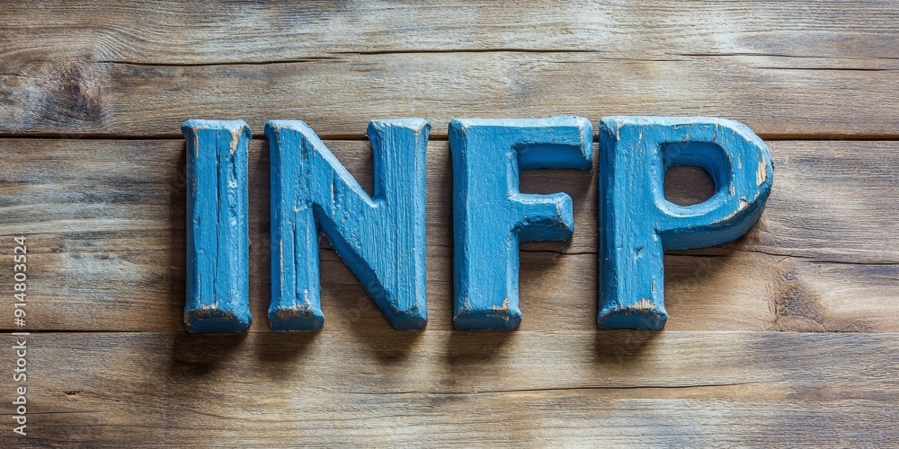 Personality Type INFP in Blue Letters on Wooden Texture Background ...