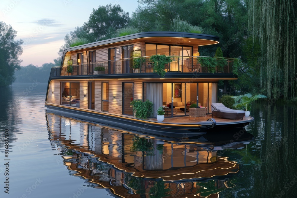 Rustic floating home with modern twists offering cozy interiors and ...