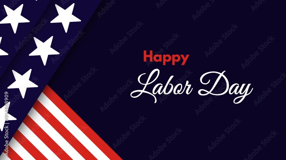 Animated happy labor day and symbolic us flag movement. suitable to use ...