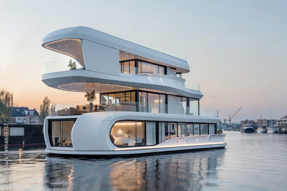 Luxurious floating mansion with contemporary design and expansive ...