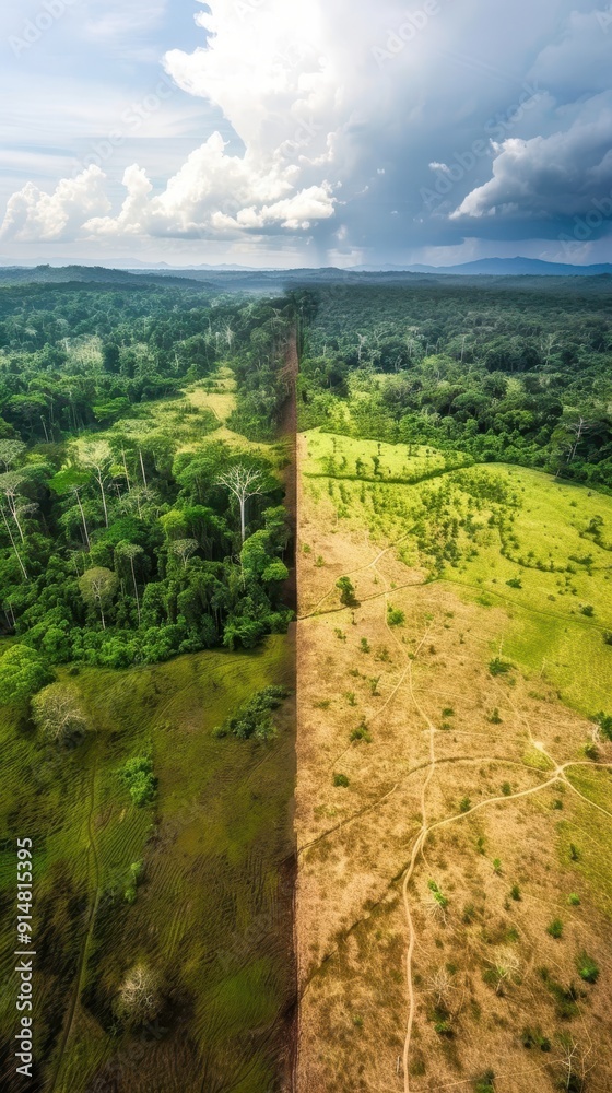 An aerial perspective reveals the dramatic difference between thriving ...