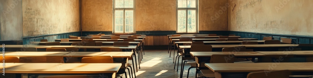 Empty Vintage Classroom: Nostalgic High School Concept for Back-to ...