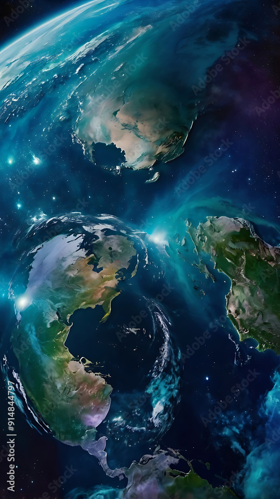 landscape wallpaper 4k nebula light across a barren planets surface AI ...