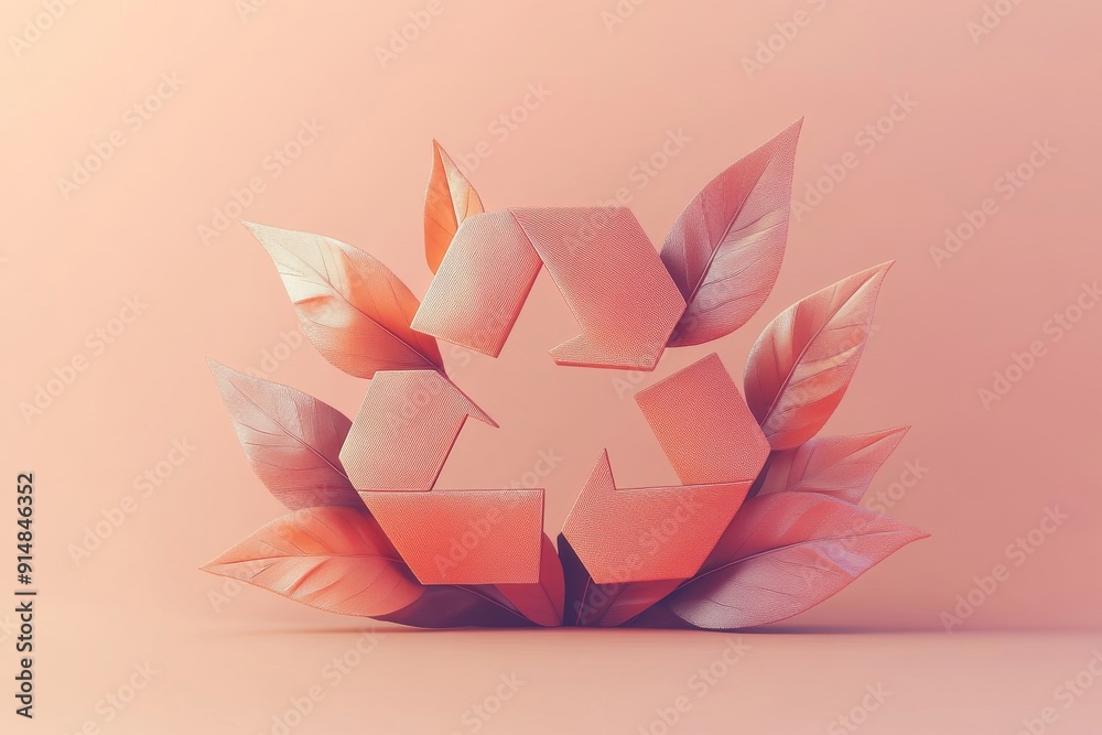 Stylized paper recycle symbol amidst a pastel blossom showcasing ...