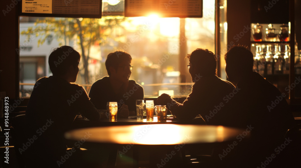 Depict a range of conversations, such as a lively group discussion, a ...