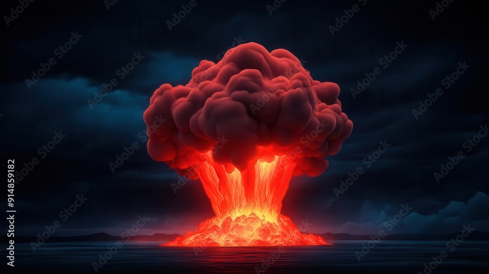 Explosive device simulating a volcanic eruption, Explosion Volcano ...