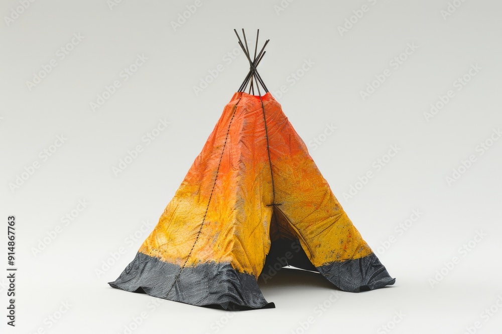 Artistic tipi covered in elaborate black and white designs showcases a ...