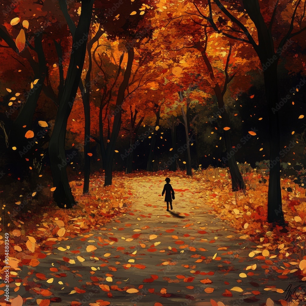 Autumn Stroll in Anime Style: A Whimsical Journey Through Fall Foliage ...