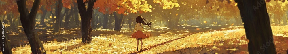 Autumn Stroll in Anime Style: A Whimsical Journey Through Fall Foliage ...