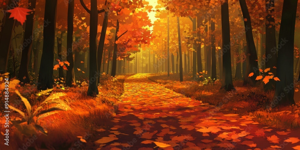 Autumn Stroll in Anime Style: A Whimsical Journey Through Fall Foliage ...