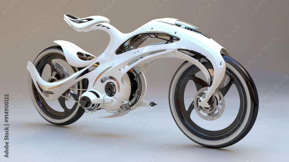 Create a 3D model of a futuristic bicycle. What innovative design and ...