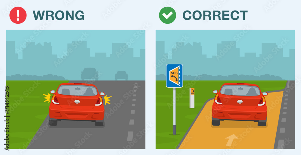Safe driving tips and traffic regulation rules. Correct and incorrect ...