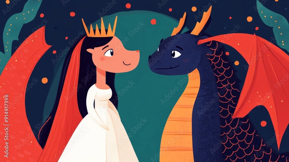 Prince and Princess Engaged in Epic Dragon Fighting Quest in Flat ...