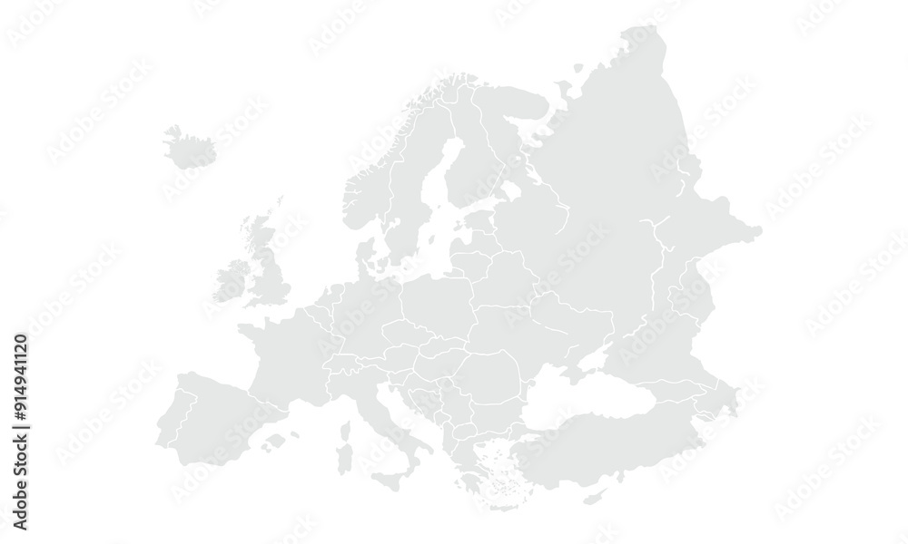 Europe map Grayscale,isolated on white background for website layouts ...