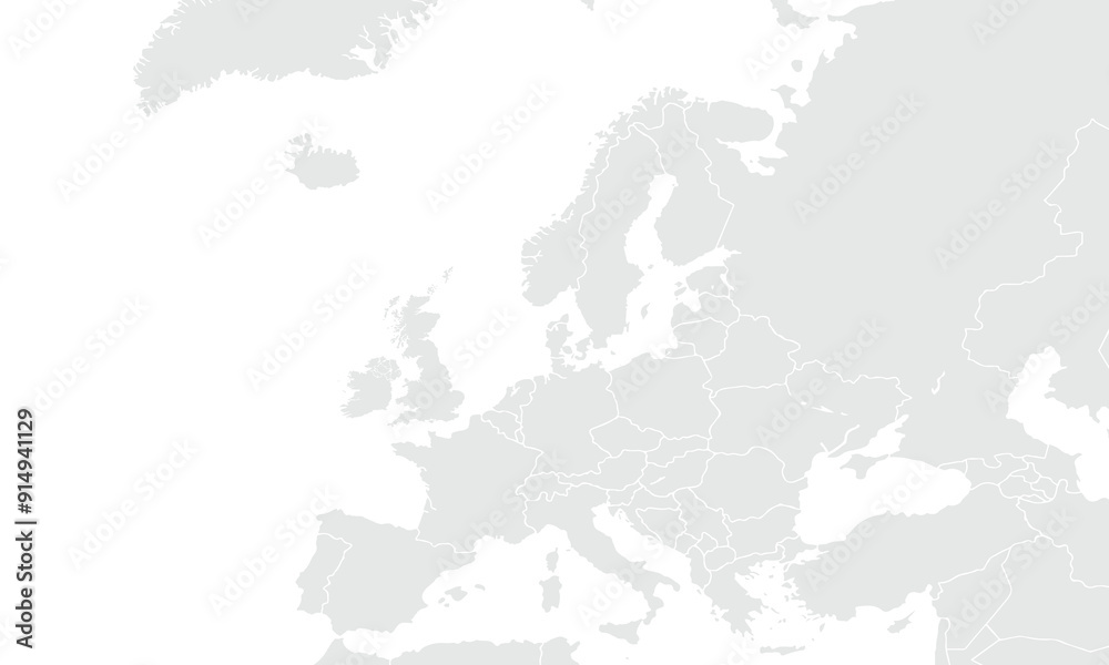 Europe map Grayscale,isolated on white background for website layouts ...