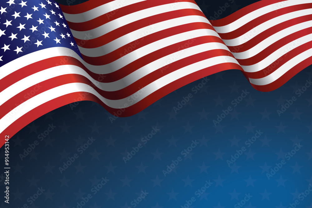 Waving flag of American isolated on png or transparent background ...