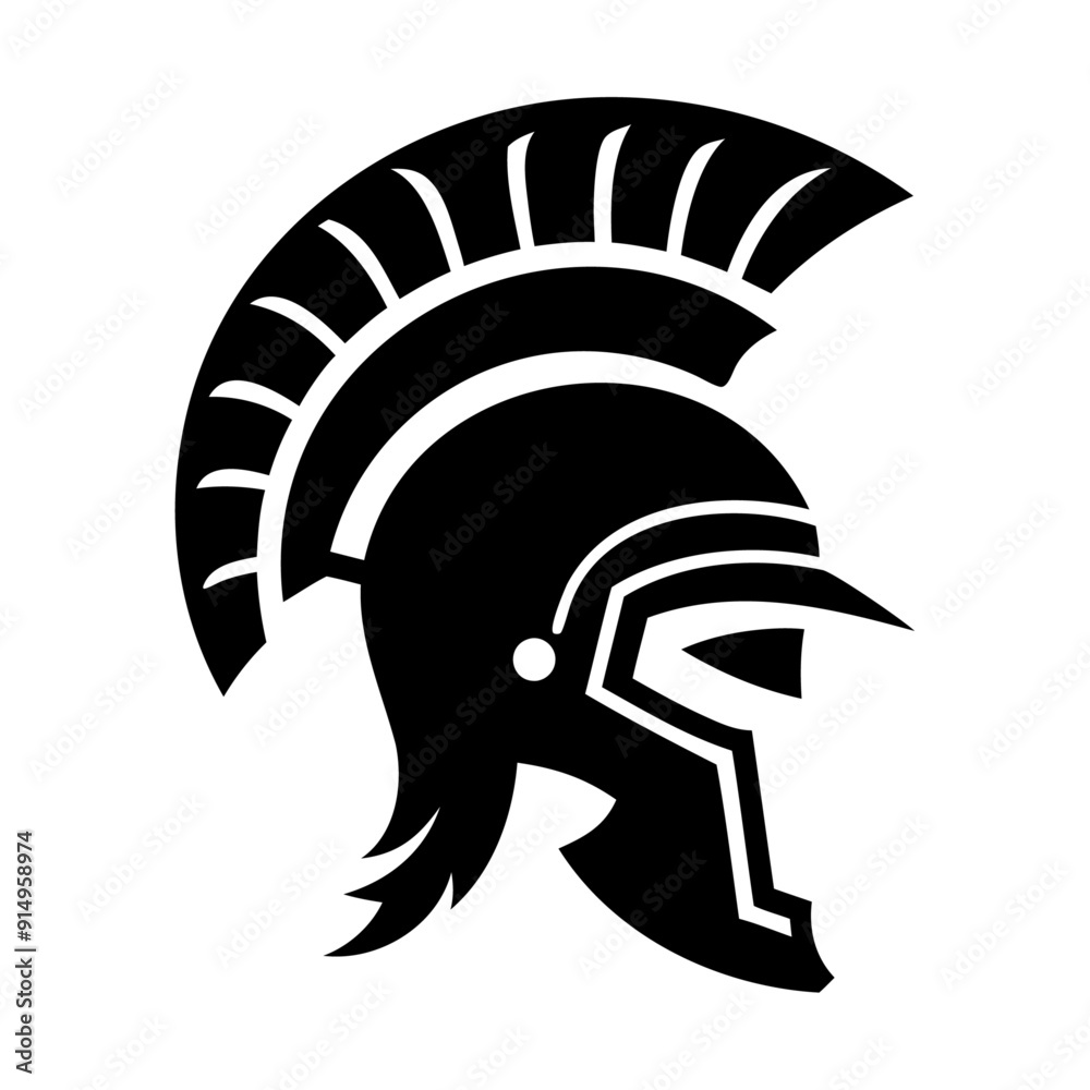 Roman warrior trojan gladiator helmet icon and vector illustration ...