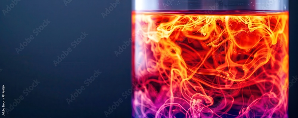 Fluid vortex visualized with dye in a cylindrical tank, scientific ...