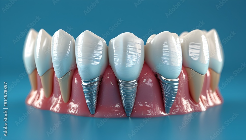 The 3D model shows the details of the upper and lower teeth and the ...