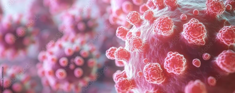 Poster Detailed illustration of a viral skin rash, small red bumps and ...