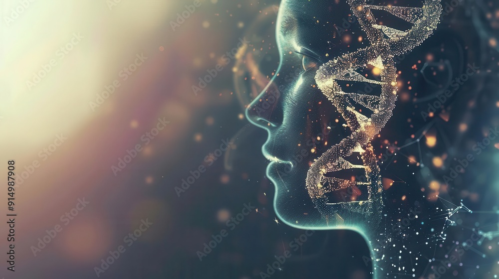 Double exposure of a human head and DNA helix, Biotech advancements ...