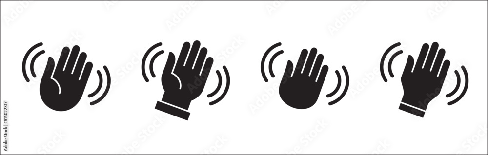 Hand gesture sign. Wave hands icon. Palm hand icon set. Hands icon ...