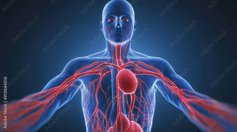 Detailed Human Circulatory System Diagram with Arteries, Veins, and ...
