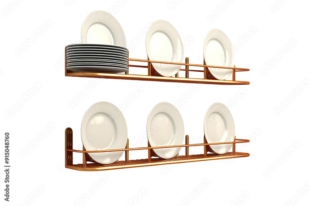 Elegant Copper Plate Rack Displaying White Dinner Plates in a Modern ...