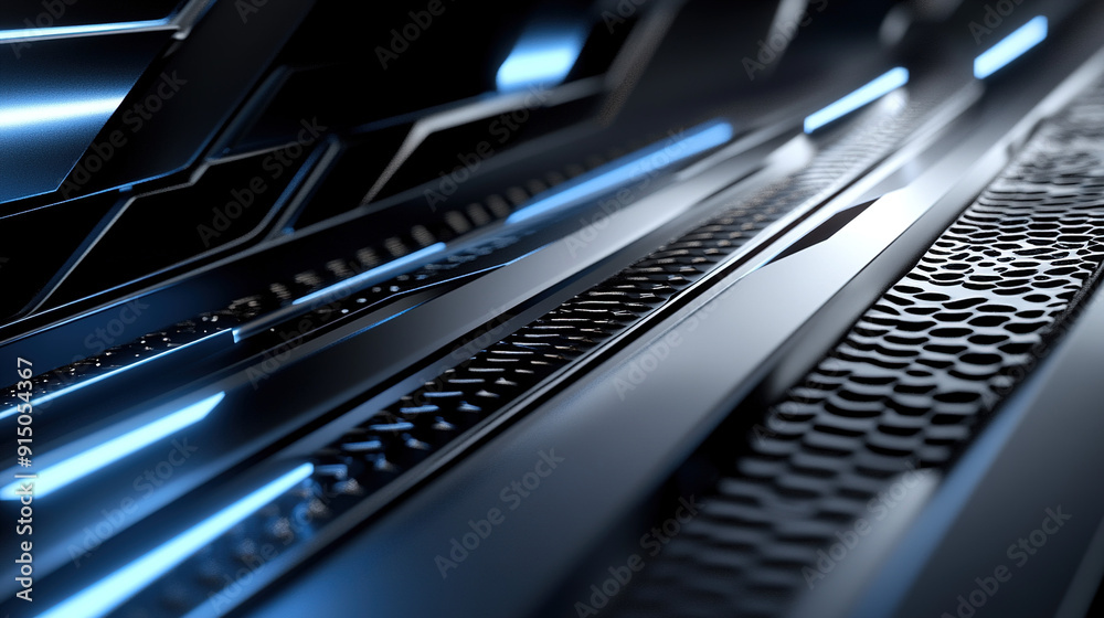 Futuristic transparent background with metallic elements, sharp angles ...