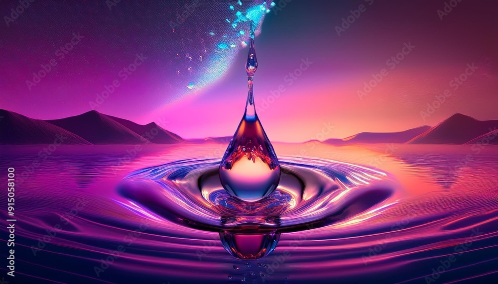 water drop splash, splash of water in blue, water drop splash, Clear ...