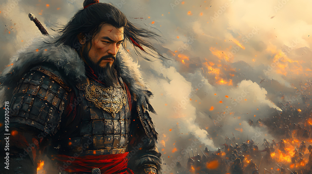 Genghis Khan, the founder of the Mongol Empire, portrayed in an epic ...