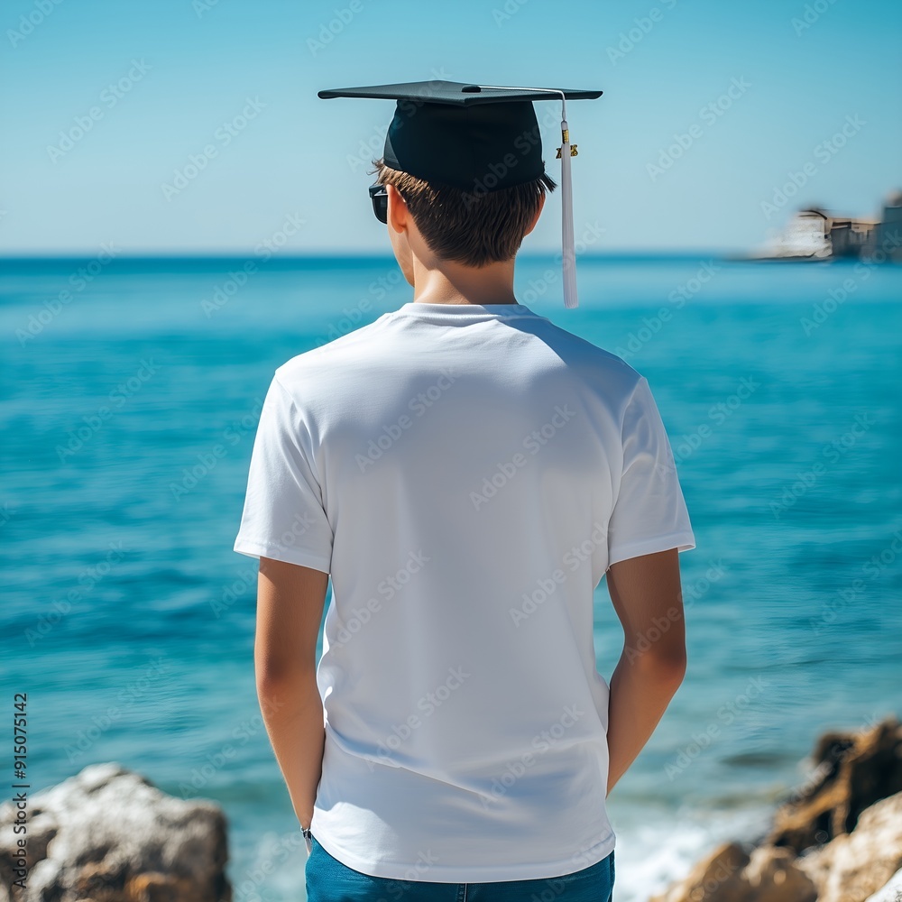 Graduation shirt mockup. Senior class, grad student white tshirt mock ...