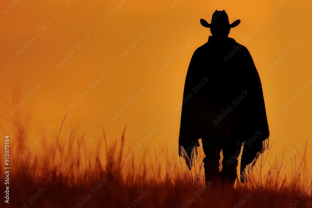 Typical Cowboy, Wild West Bandit in Traditional Stetson Hat and Shawl ...