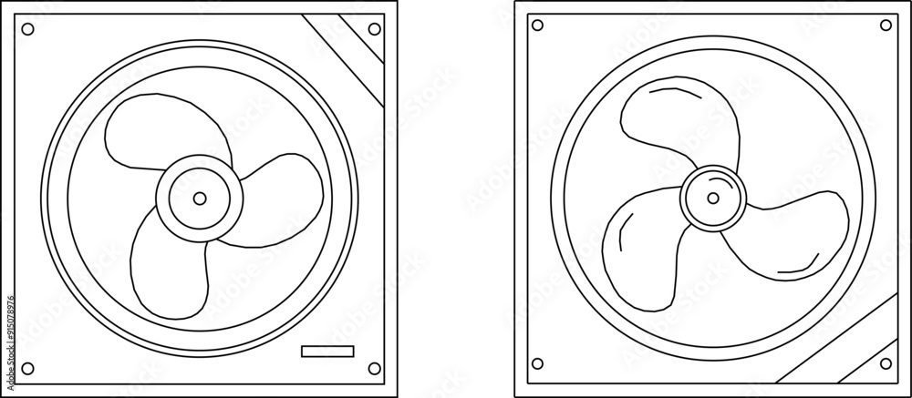 Vector illustration sketch of exhaust fan detail design silhouette for ...