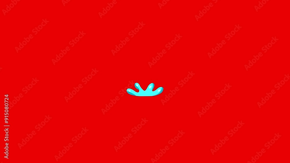 Cartoon big water rain drop outline red screen. Drop animated with ...