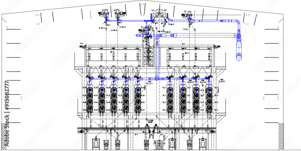 Vector illustration silhouette sketch of detailed design of small scale ...